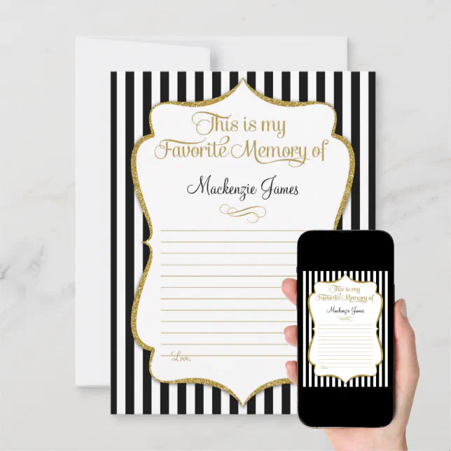 Favorite Memory Card Birthday Memories Black Gold | Zazzle