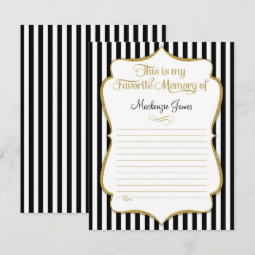 Favorite Memory Card Birthday Memories Black Gold | Zazzle