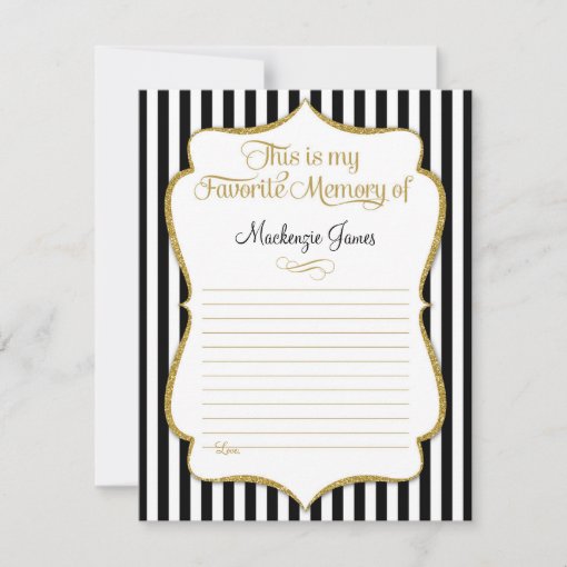 Favorite Memory Card Birthday Memories Black Gold | Zazzle