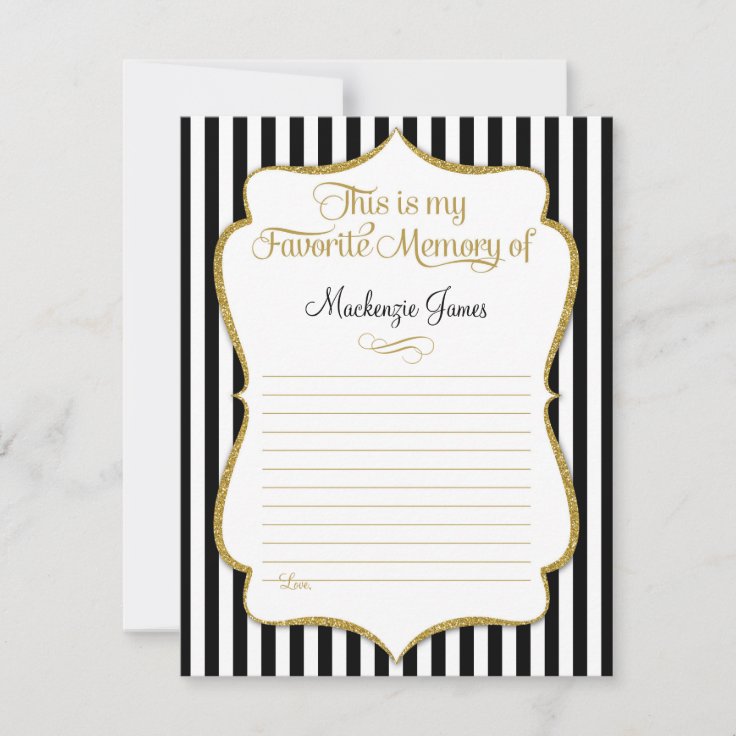 Favorite Memory Card Birthday Memories Black Gold | Zazzle