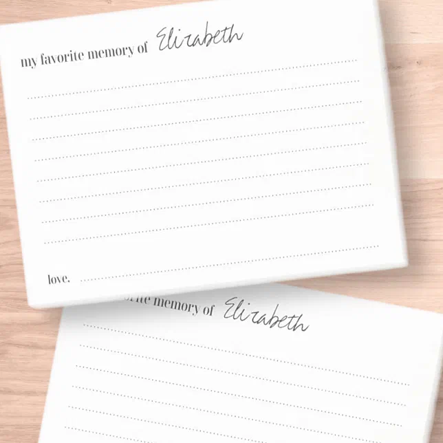 Favorite Memory Funeral Modern Attendance Card Post-it Notes | Zazzle
