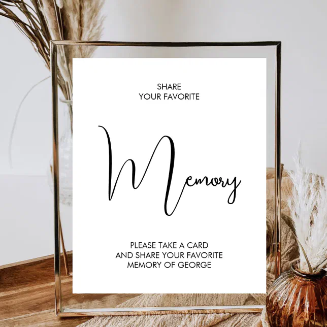 Favorite Memory Memorial Keepsake Funeral Modern Poster | Zazzle