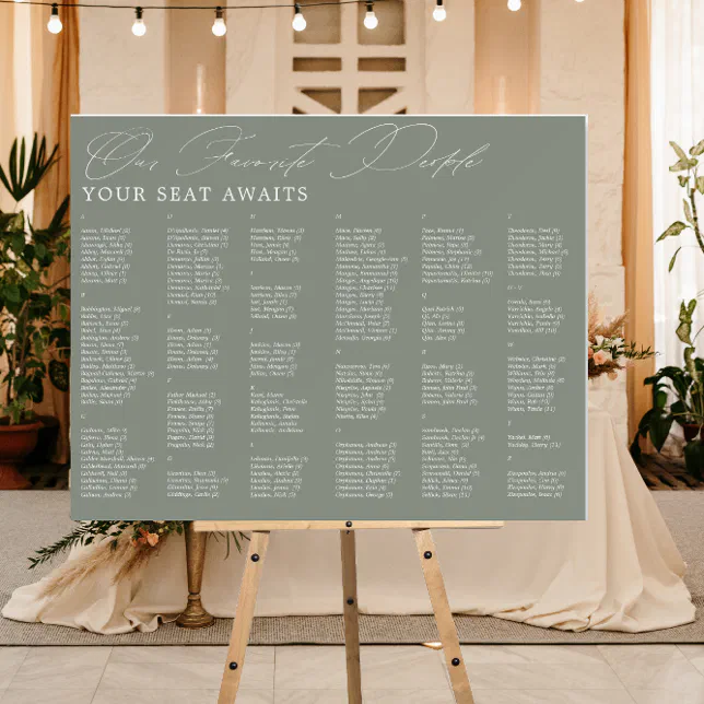 Favorite People Wedding Alphabetic Seating Chart Foam Board | Zazzle