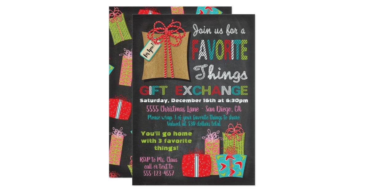 Favorite things Christmas Gift Exchange Invitation | Zazzle.com