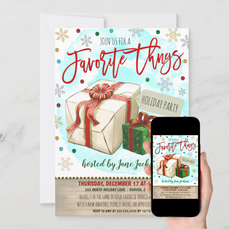Favorite Things Christmas Party Invitation Zazzle