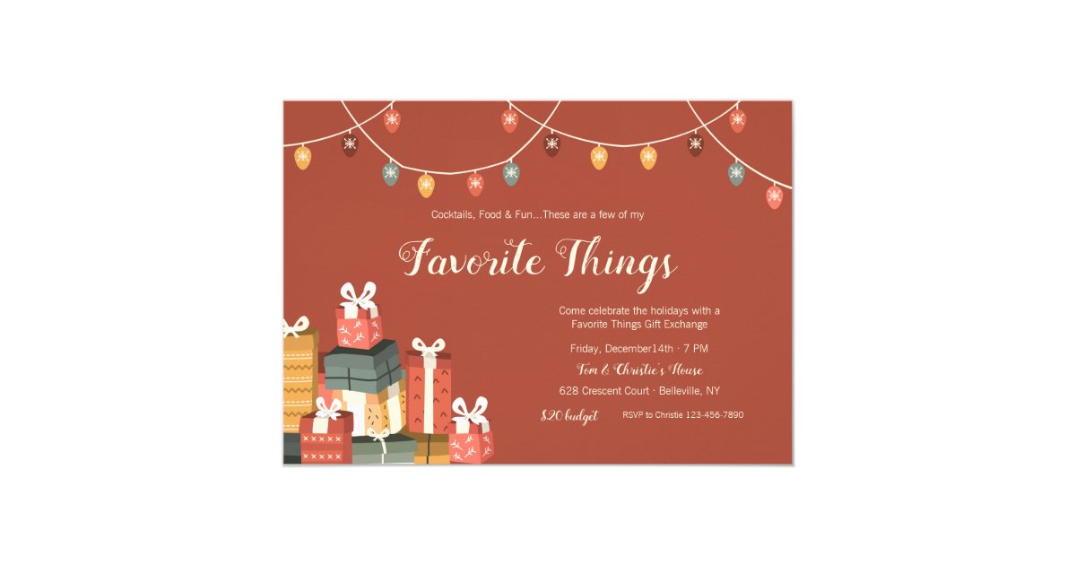 Favorite Things Gift Exchange Invitation | Zazzle.com