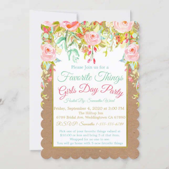 Favorite Things Girls Day Invitation | Zazzle