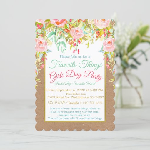 Favorite Things Girls Day Invitation | Zazzle