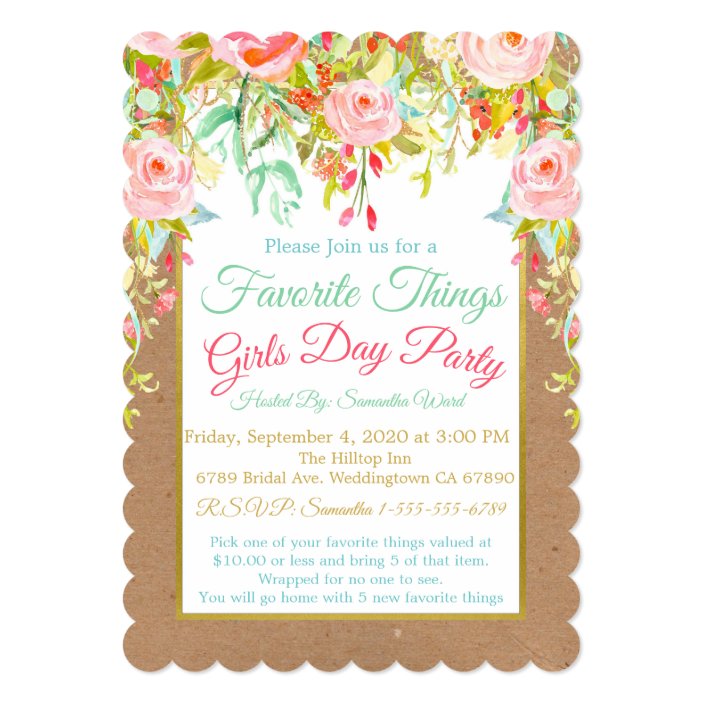 Favorite Things Girls Day Invitation | Zazzle.com