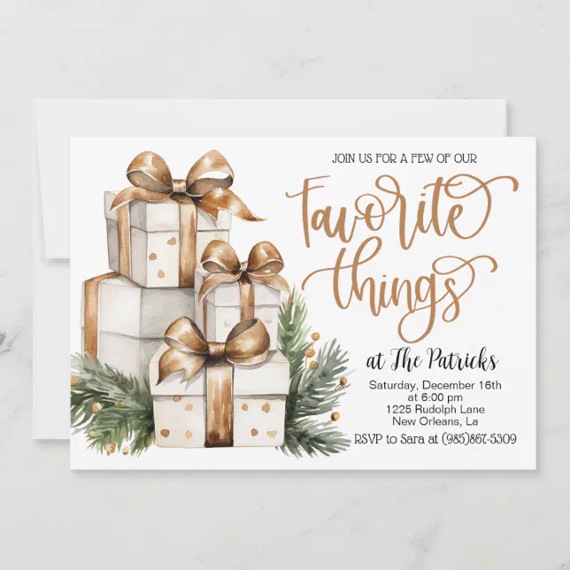 Favorite Things Party Invitation | Zazzle