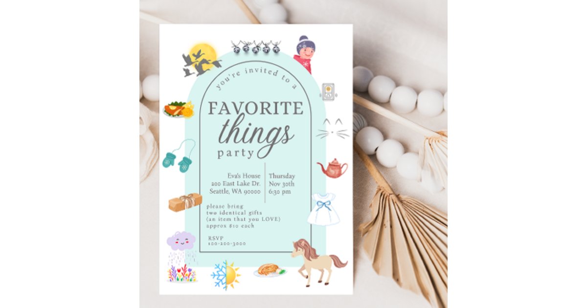 Favorite Things Party Invitation | Zazzle