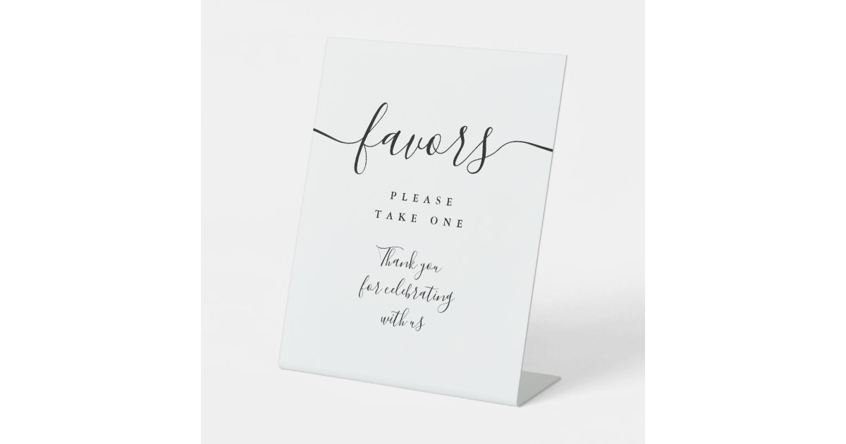 Favors Black And White Modern Script Table Pedestal Sign | Zazzle.com