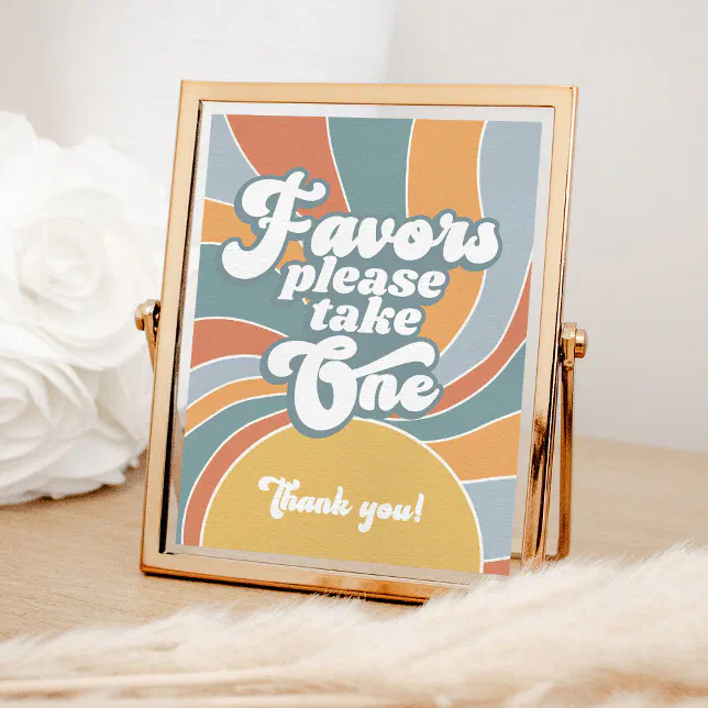 Favors Groovy Retro Sunshine Baby Shower Sign | Zazzle