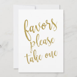 Favors Please Take One Gold Affordable Sign Invitation | Zazzle