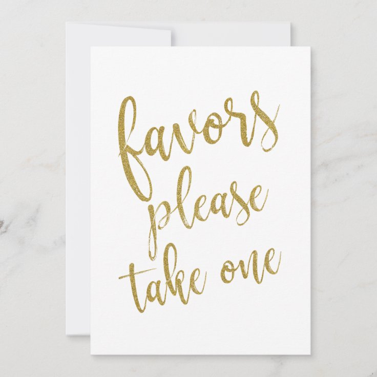 Favors Please Take One Gold Affordable Sign Invitation | Zazzle