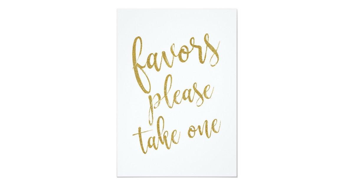 Favors Please Take One Gold Affordable Sign Invitation | Zazzle.com