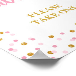 Favors Please Take One Party Sign Pink & Gold | Zazzle