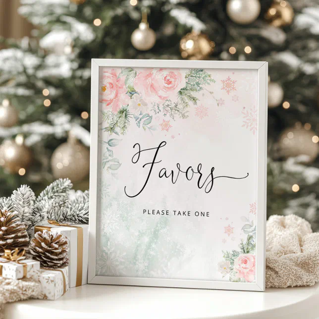 Favors please take one sign. Winter blush favors Poster | Zazzle