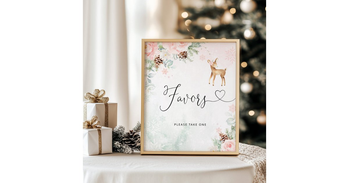 Favors please take one sign. Winter blush favors Poster | Zazzle