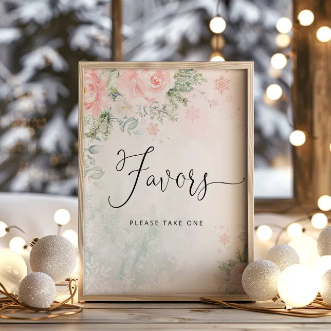 Favors please take one sign. Winter blush favors Poster | Zazzle