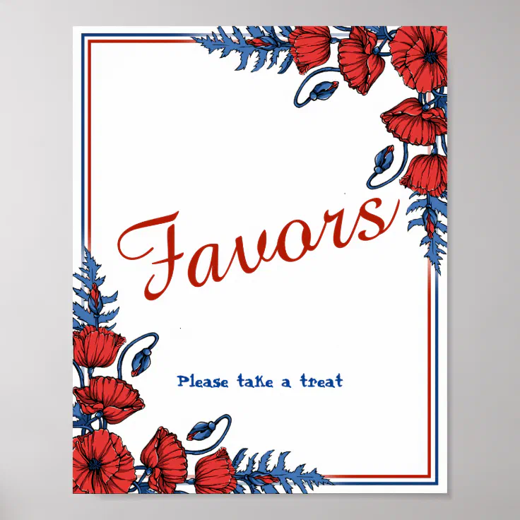 Favors Poppy Floral Baby Shower Poster | Zazzle