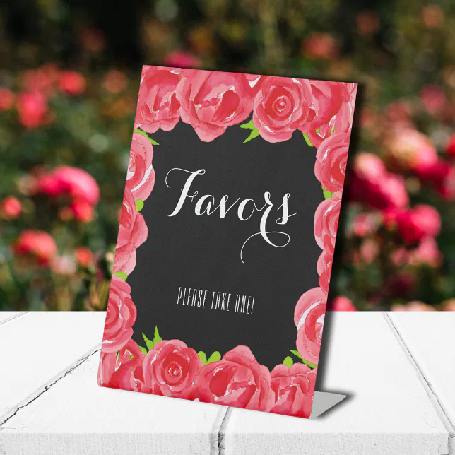 Favors Red Roses Derby Party Pedestal Sign | Zazzle