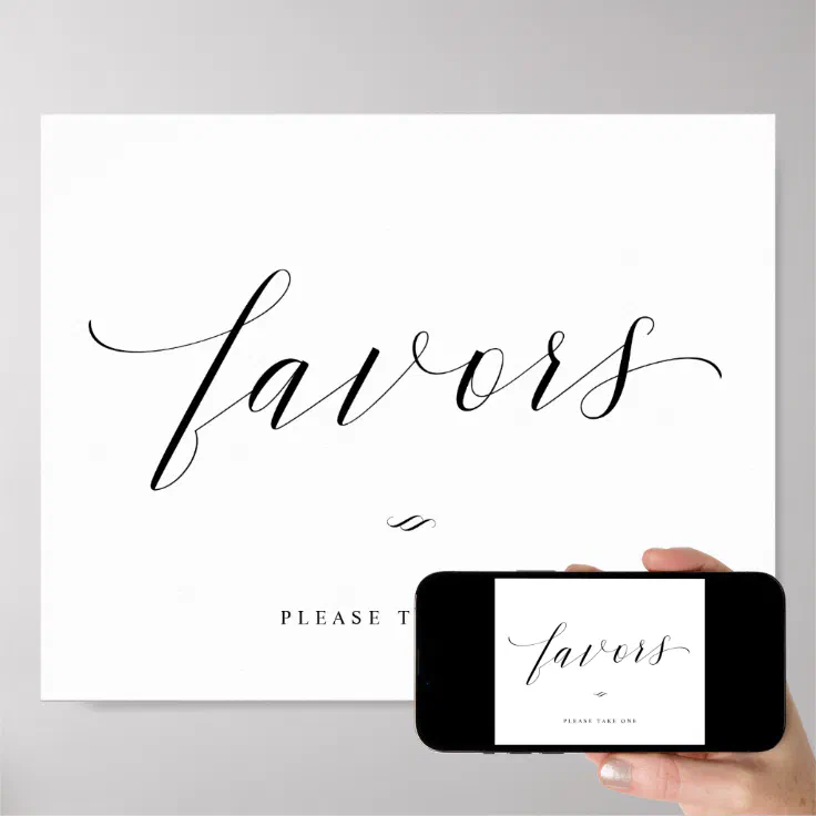 Favors Take One Elegant Calligraphy Wedding Sign | Zazzle