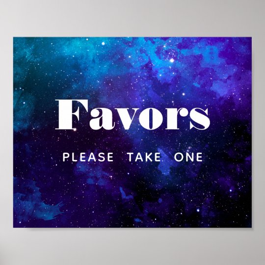 Favors take one. Space wedding sign. Navy night Poster | Zazzle.com