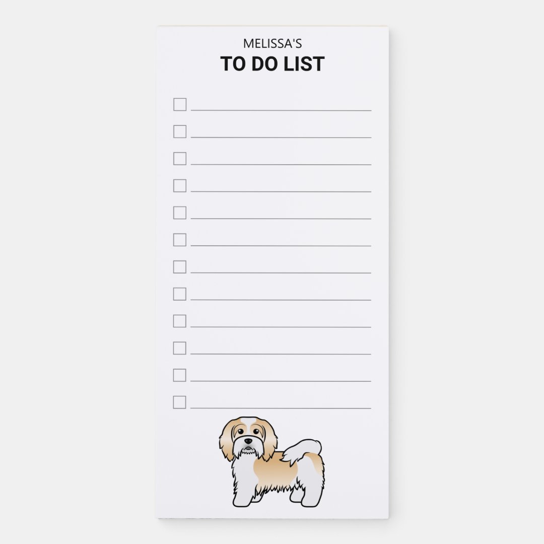 Fawn And White Havanese Cartoon Dog To Do List Magnetic Notepad | Zazzle