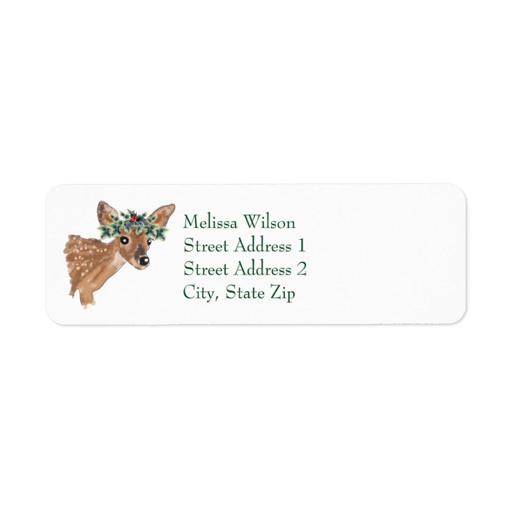 Fawn Deer Christmas Return Address Labels | Zazzle