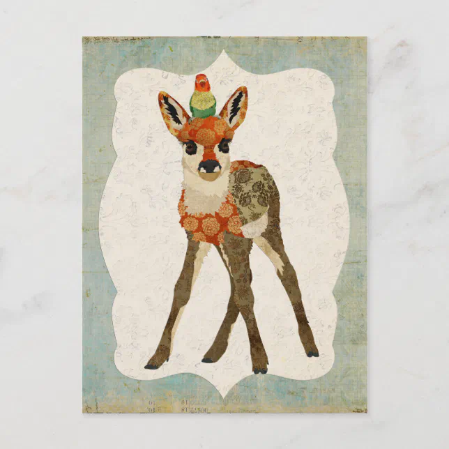 Fawn & Little Bird Postcard | Zazzle
