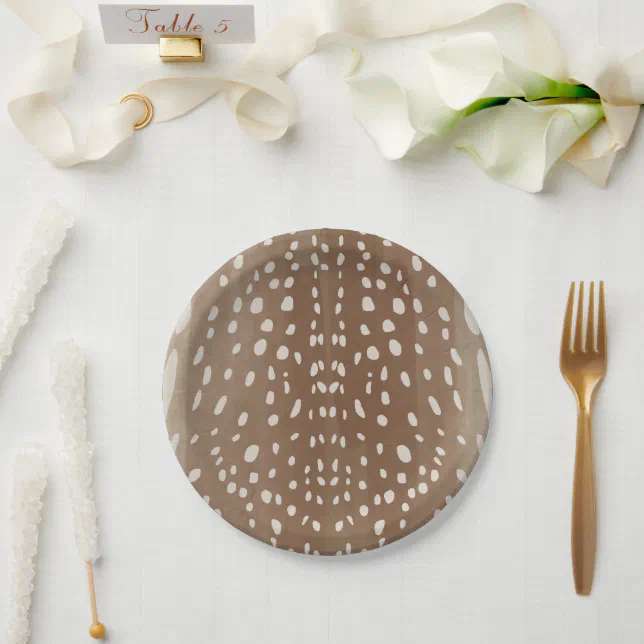 Fawn Spots Baby Deer Animal Print Pattern Paper Plates | Zazzle