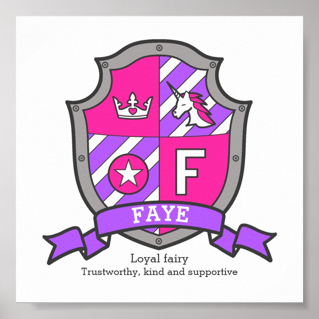 Faye name meaning unicorn princess letter F Poster | Zazzle