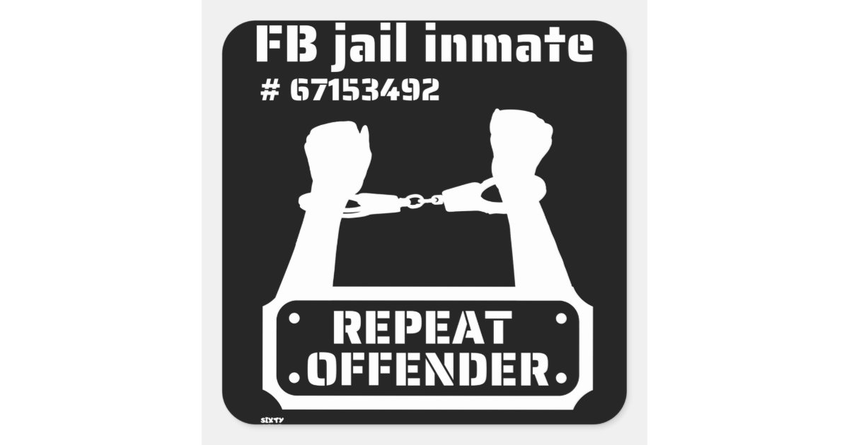 "FB JAIL INMATE" funny prison inmate Square Sticker | Zazzle