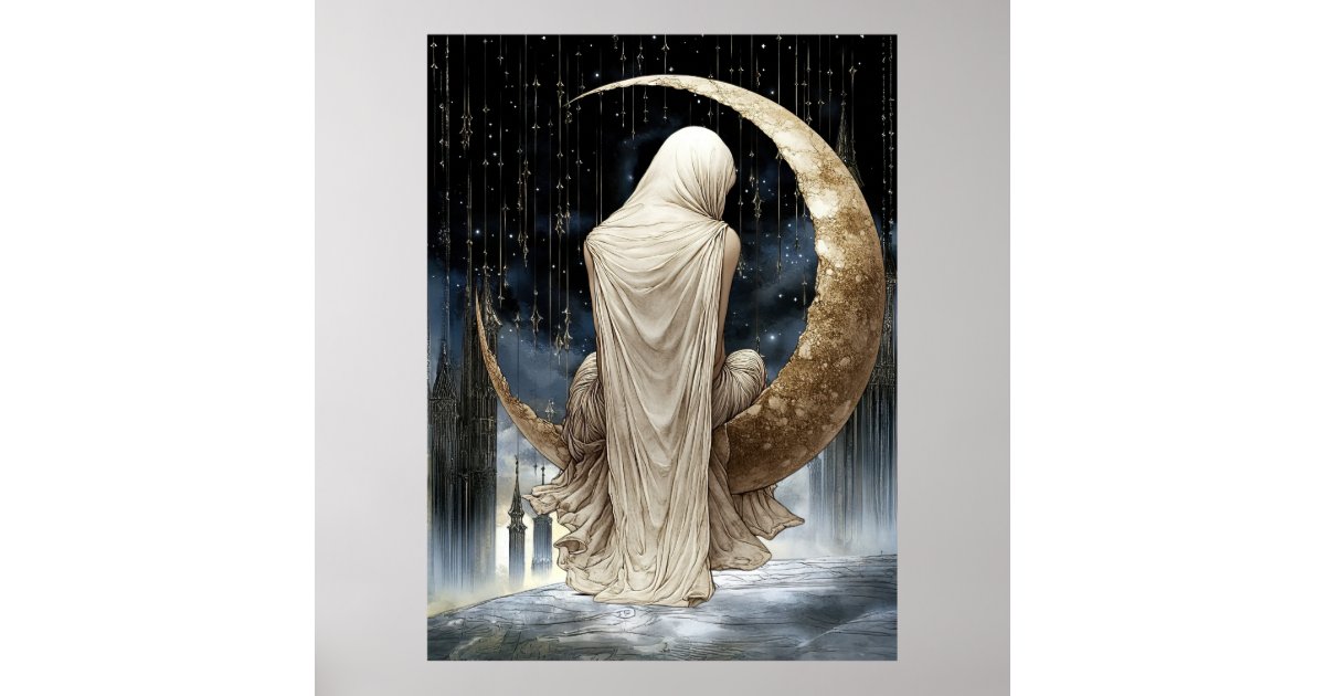 FD2 Enchanted Crescent Moon Goddess 17 Poster | Zazzle