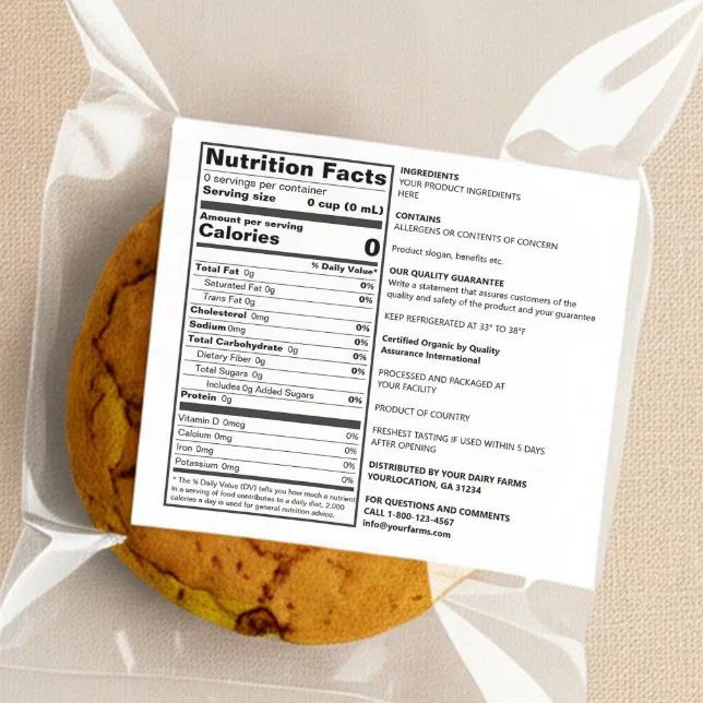 FDA Compliant Blank Custom Nutrition Food Label | Zazzle
