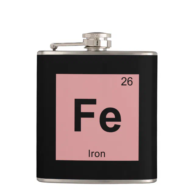 Fe - Iron Chemistry Periodic Table Symbol Element Hip Flask | Zazzle