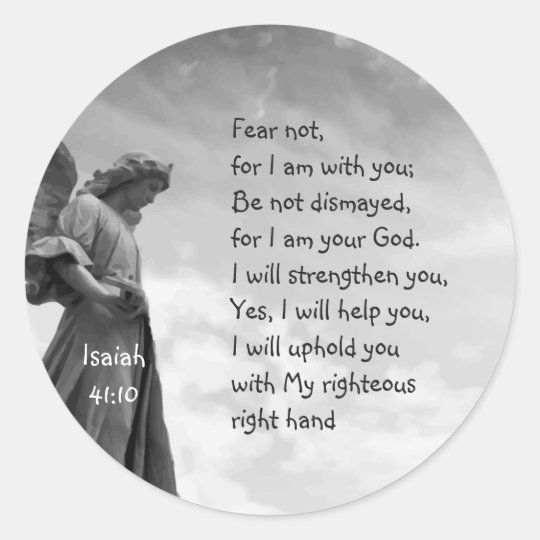 Fear Not, Isaiah Scripture Comforting Angel Classic Round Sticker ...
