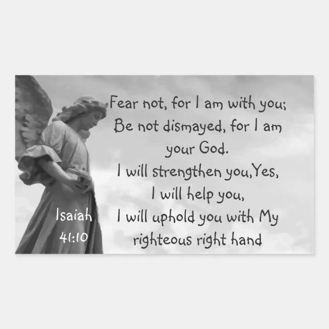 Fear Not, Isaiah Scripture Comforting Angel Rectangular Sticker | Zazzle
