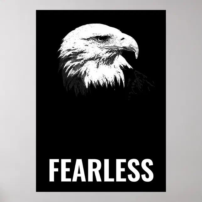 Fearless Bald Eagle Motivational Courage Artwork Poster | Zazzle
