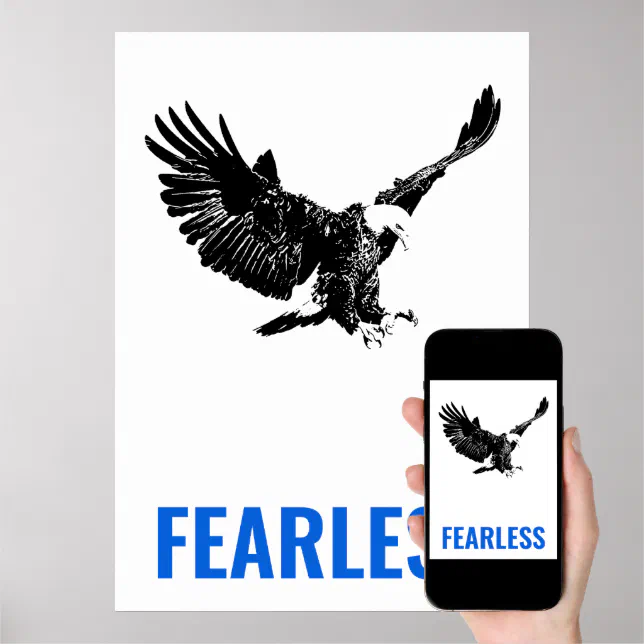 Fearless Bald Eagle Motivational Courage Pop Art Poster | Zazzle