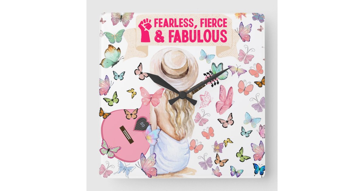 FEARLESS, FIERCE AND FABULOUS SWIFT WALL CLOCK | Zazzle