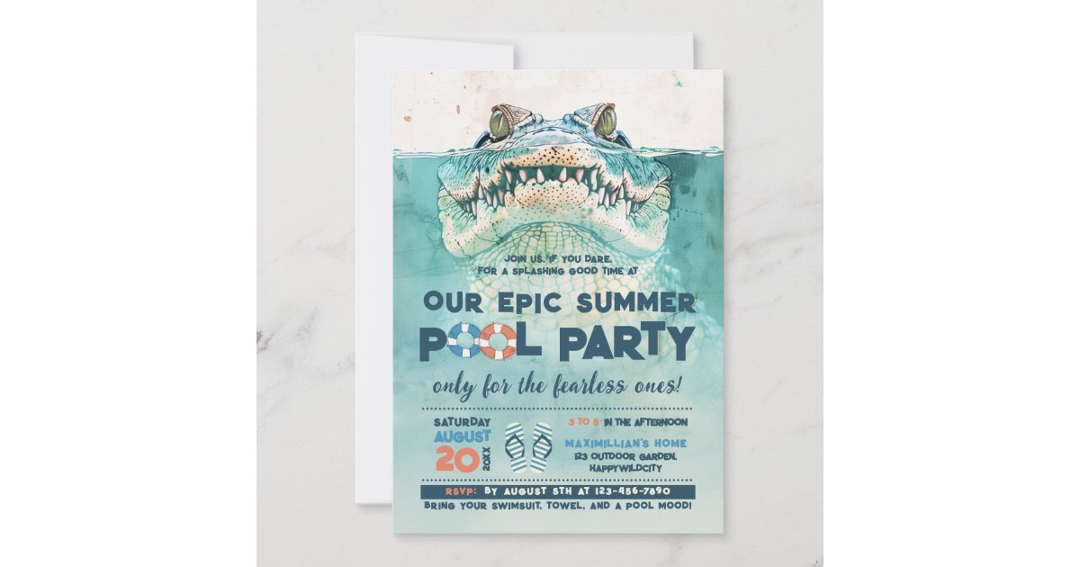 Fearless Pool Party Birthday Invitation | Zazzle