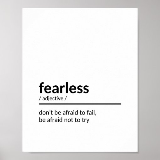 Fearless Quote Definition Poster | Zazzle