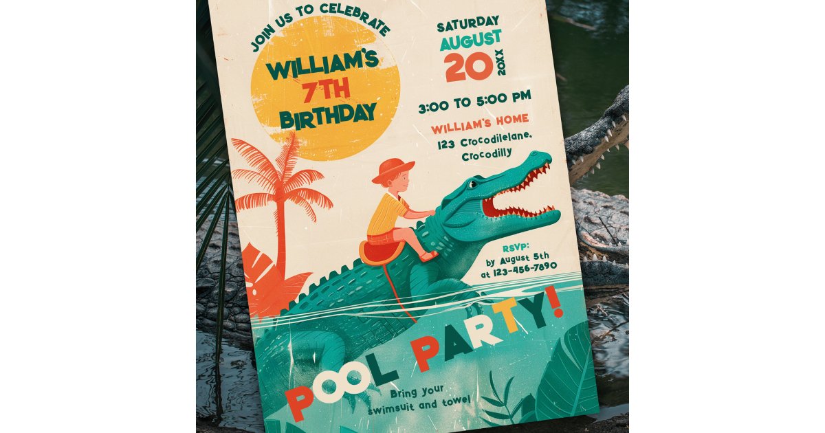 Fearless Splash Pool Party Invitation | Zazzle