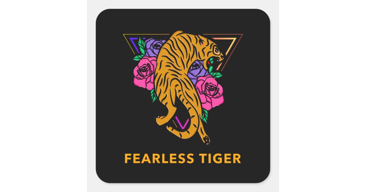 Fearless Tiger Square Sticker | Zazzle