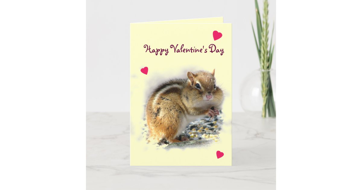 Feasting Chipmunk Valentine Holiday Card | Zazzle