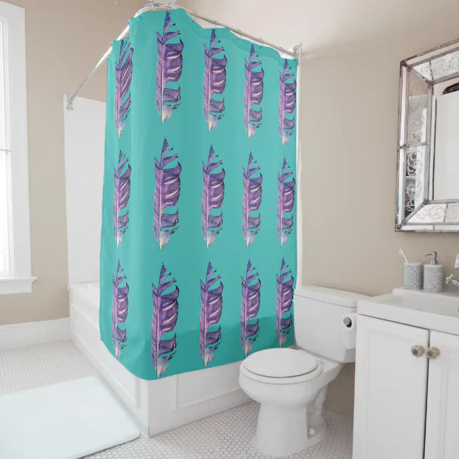 Feather drawing fine art original illustration shower curtain | Zazzle