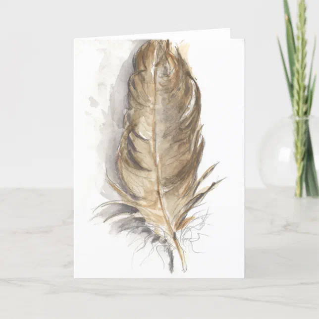 "Feather" greeting card | Zazzle