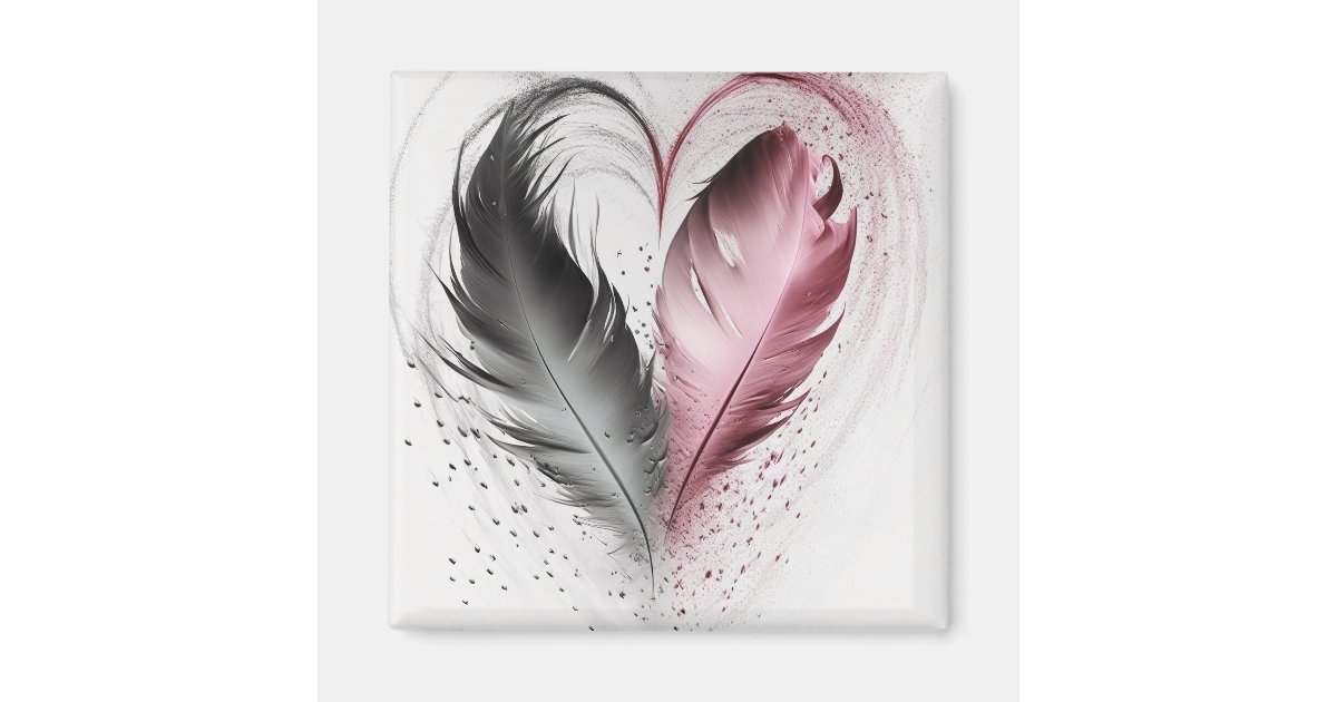 Feather Heart - Red Magnet | Zazzle